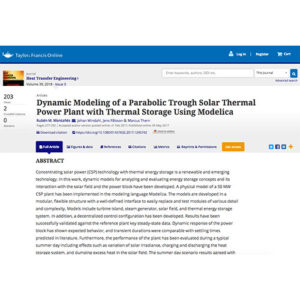 Dynamic modeling of parabolic trough solar thermal power plant with thermal storage using ...